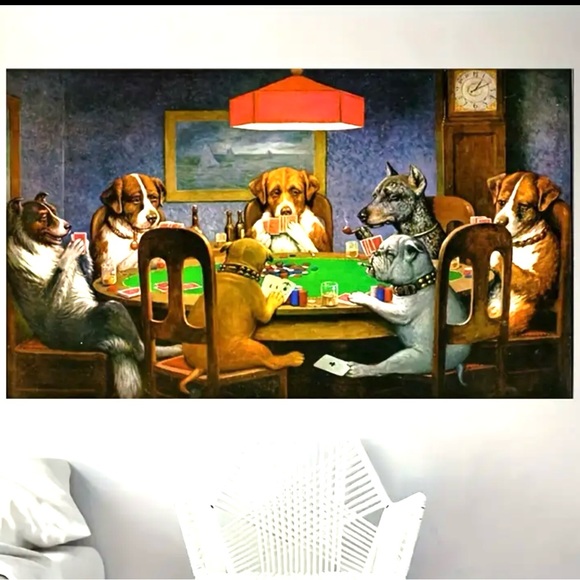 Art | Canvas Print Of Dogs Playing Poker Series Mahjong Table With 7 ...